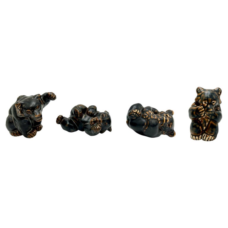 Four porcelain bear figurines by Knud Kyhn, Royal Copenhagen, Denmark ...
