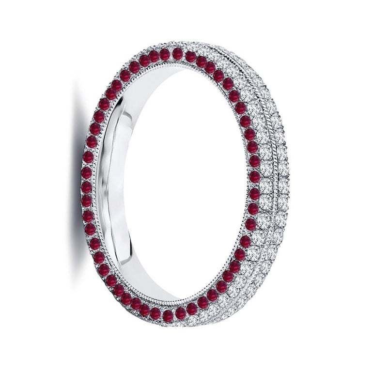 Customizable Four Row Natural Ruby and Diamond Eternity Ring For Sale ...