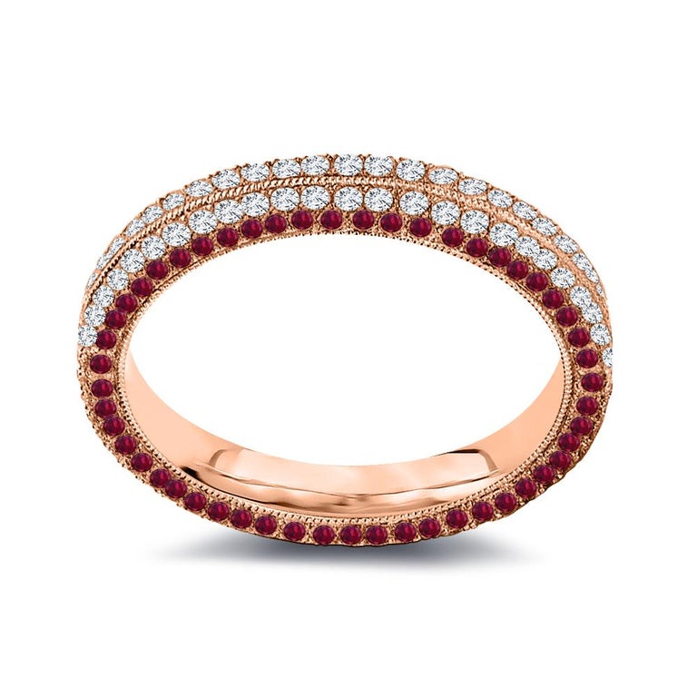 Customizable Four Row Natural Ruby and Diamond Eternity Ring For Sale ...