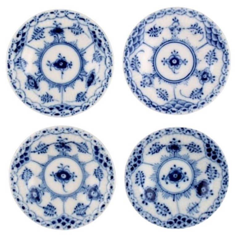 Four Royal Copenhagen Blue Fluted Half Lace Butter Pads, Model Number 1 ...