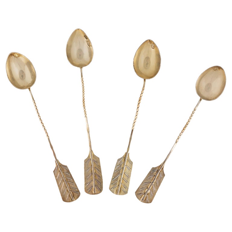 Four Russian Imperial-era Silver Arrow Demi-tasse Spoons, circa 1900 ...