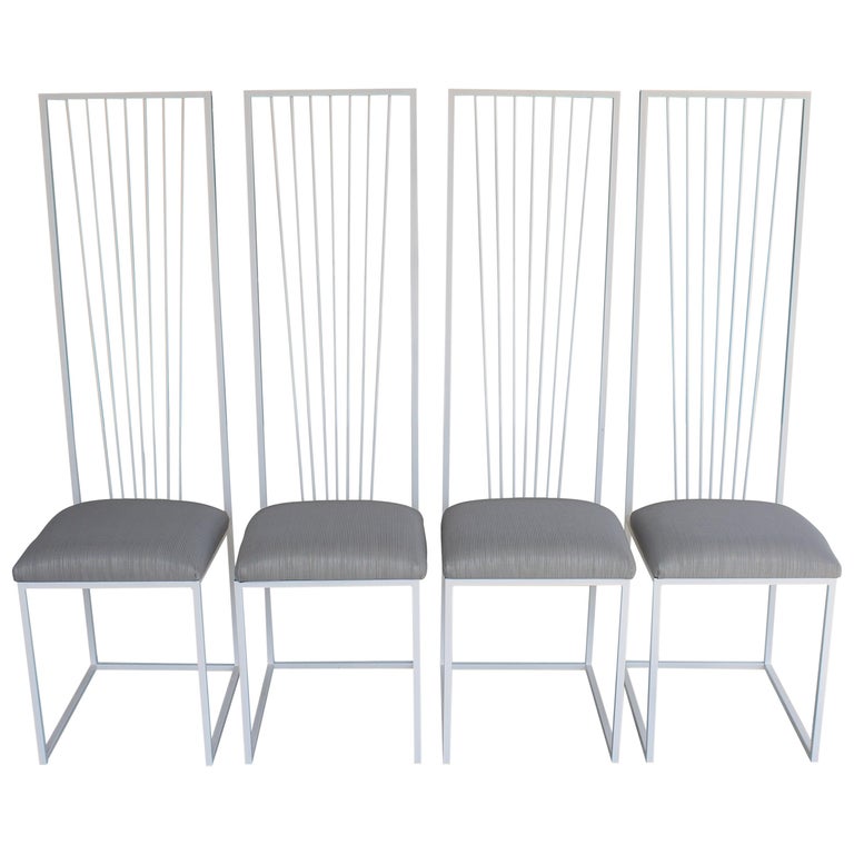 Four Sculptural High-Back Steel Chairs For Sale at 1stDibs