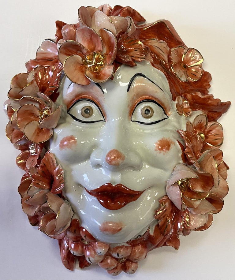 Four Seasons Italian Gilt and Painted Ceramic Mask Form Sculptures S/4 ...