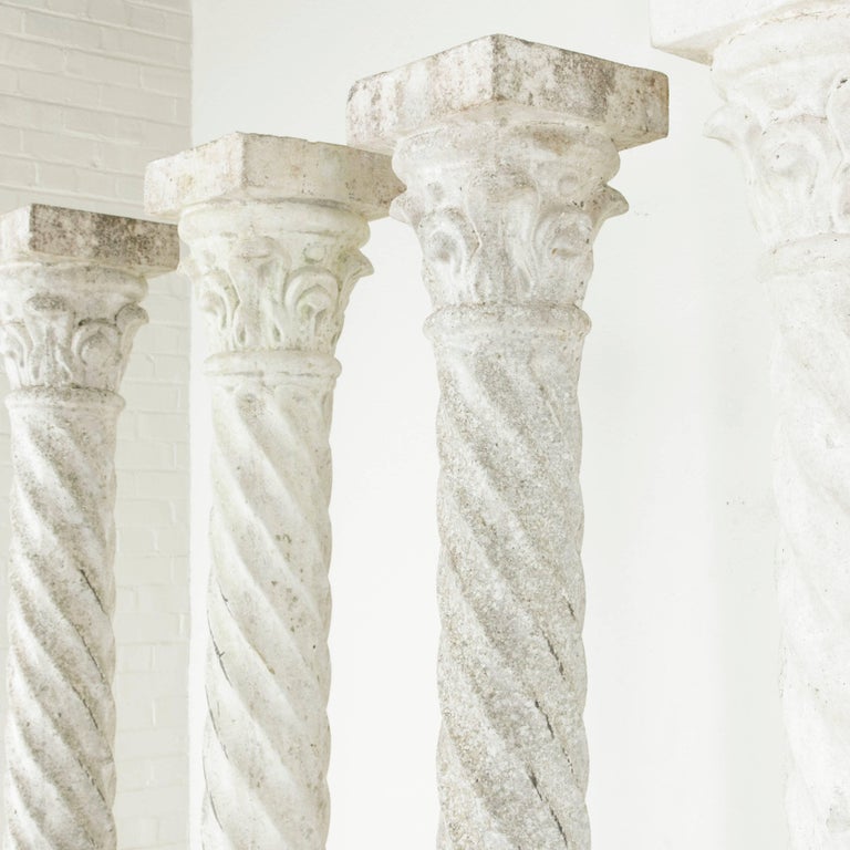 Four Cast Stone Columns or Pillars from Normandy, France, Seven Feet ...