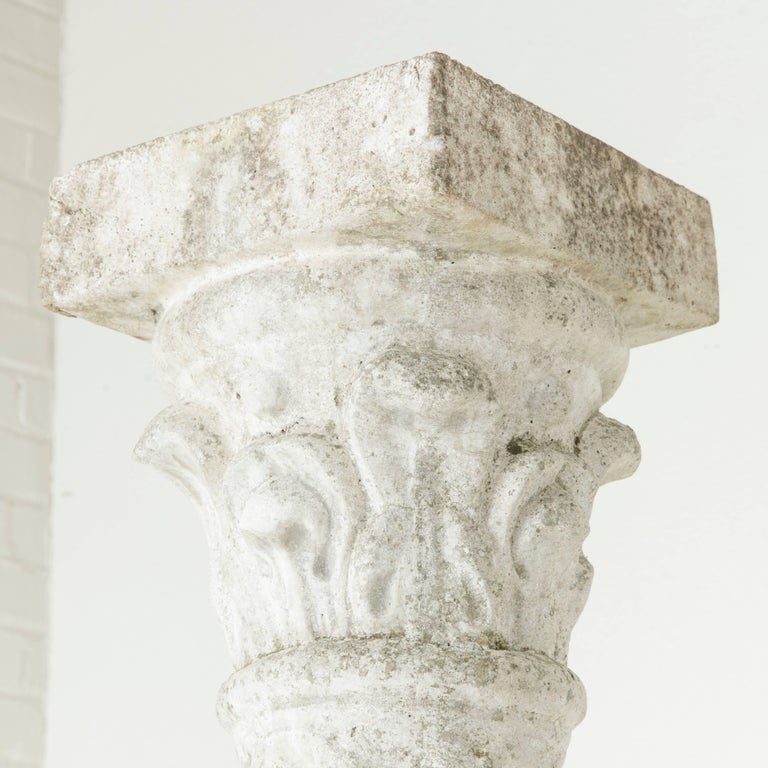 Four Cast Stone Columns or Pillars from Normandy, France, Seven Feet ...