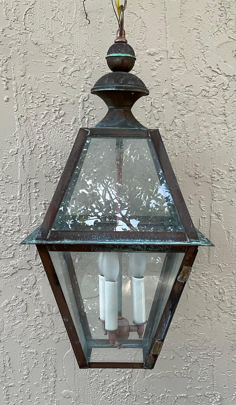 Four-Sides Hanging Copper Lantern at 1stDibs