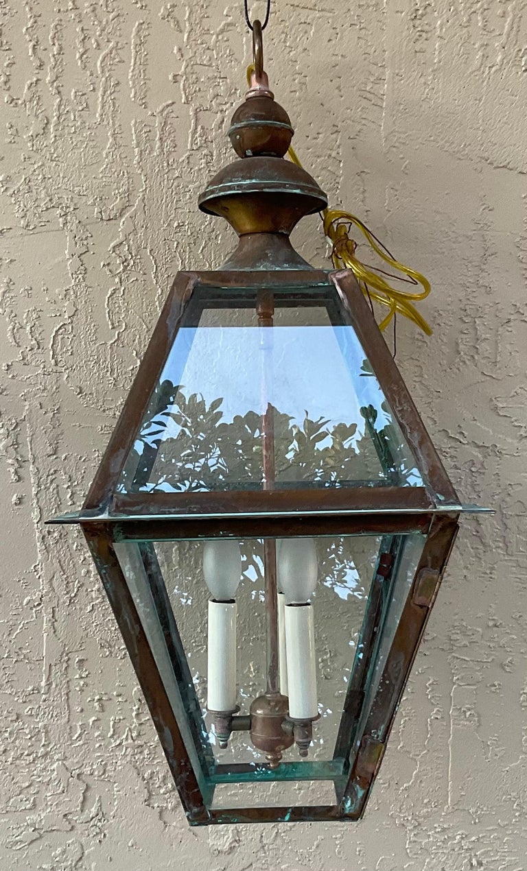 4-Sides Hanging Copper Lantern For Sale at 1stDibs