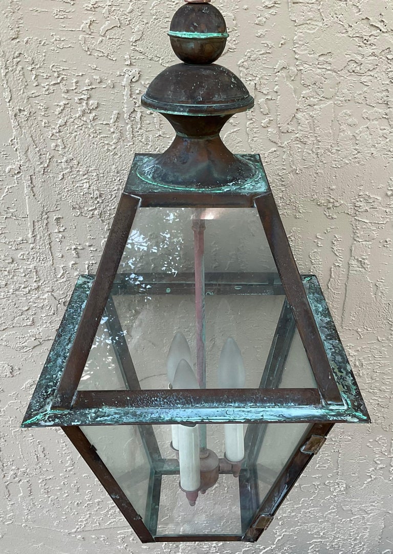 Four-Sides Hanging Copper Lantern at 1stDibs
