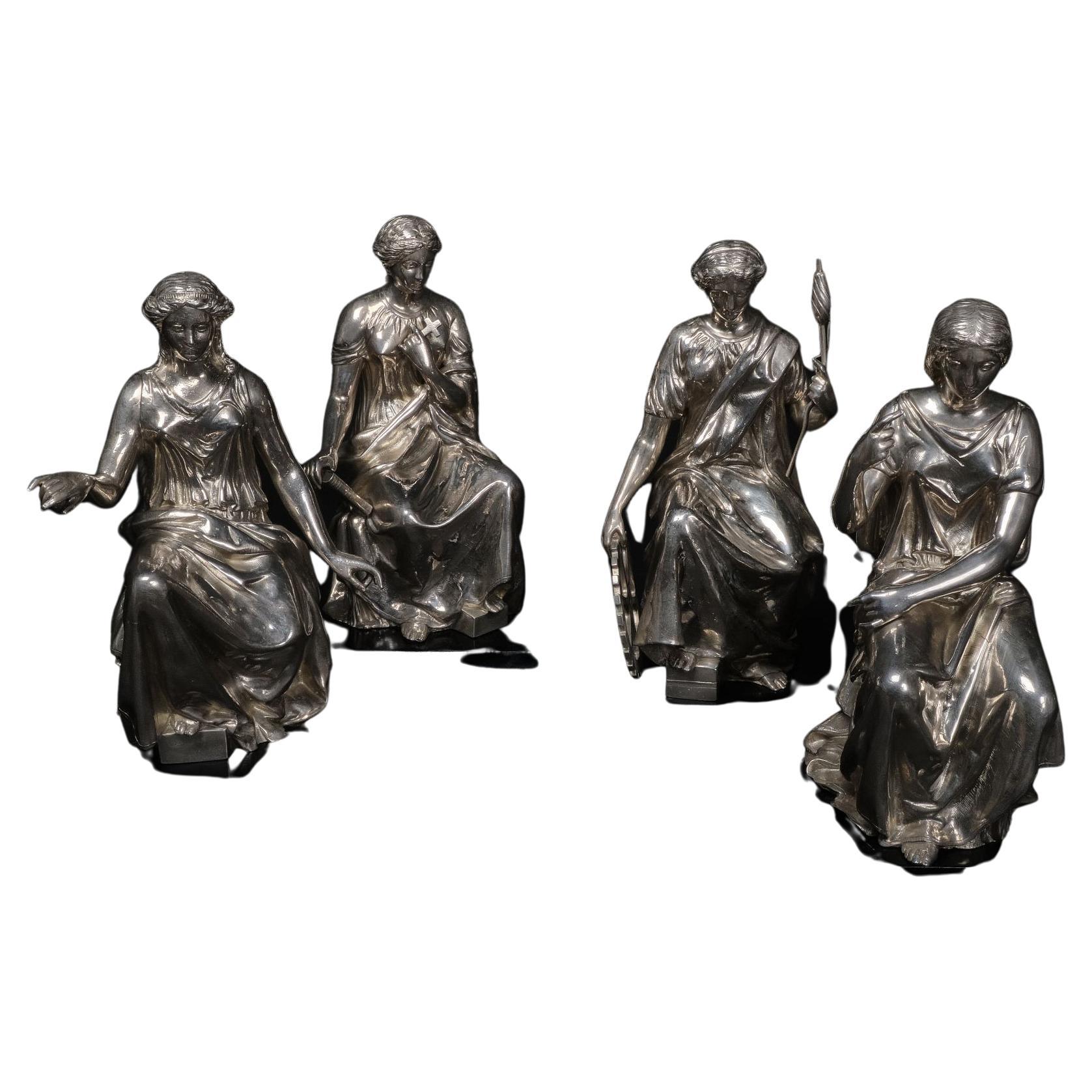 Four Silver Statues by William Gough, Birmingham about, 1870 at 1stDibs