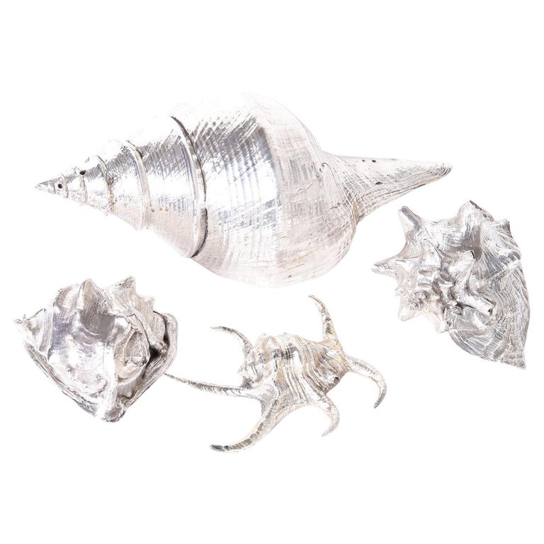 Four Silvered Metal Plated Seashells, Priced Individually For Sale at ...