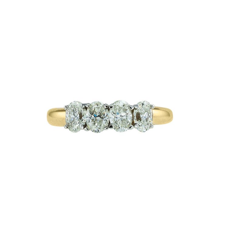 Four Stone Oval Diamond Gold Ring For Sale at 1stDibs