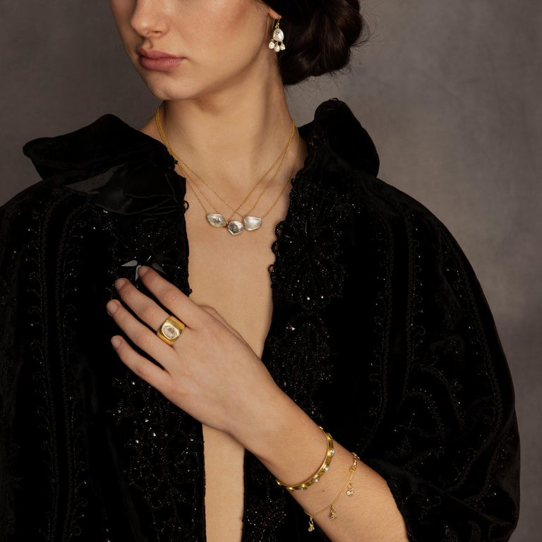 Four Stone Polki Diamonds Earrings Set in 18kt Gold For Sale at 1stDibs