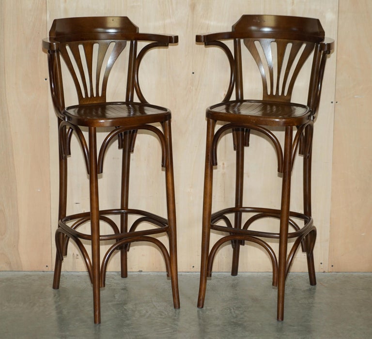 Four Thonet Style Bentwood Tall Kitchen Bar Stools with Elegant Frames ...