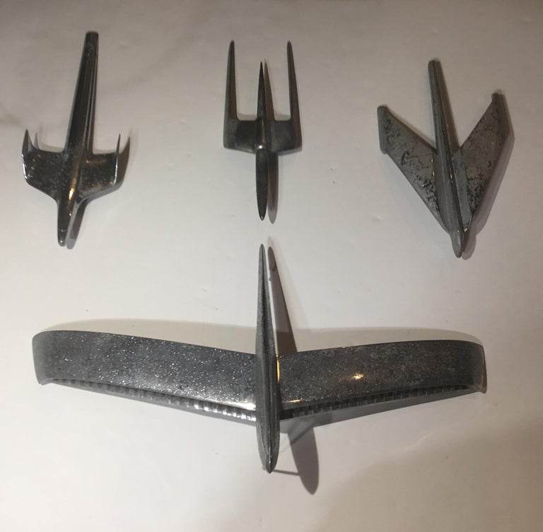 Four Vintage Airplane Wing Hood Car Ornaments Wall Hanging at 1stDibs