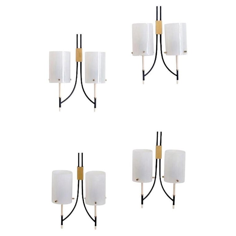 Four White Wall Lamps Attributed to Casey Fantin For Sale at 1stDibs