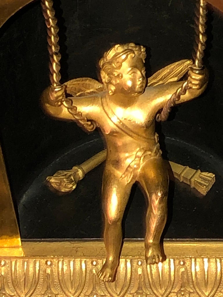 Fournier Louis XVI Mantel Clock, Gilt Bronze, Cupid Pend, Month-day ...