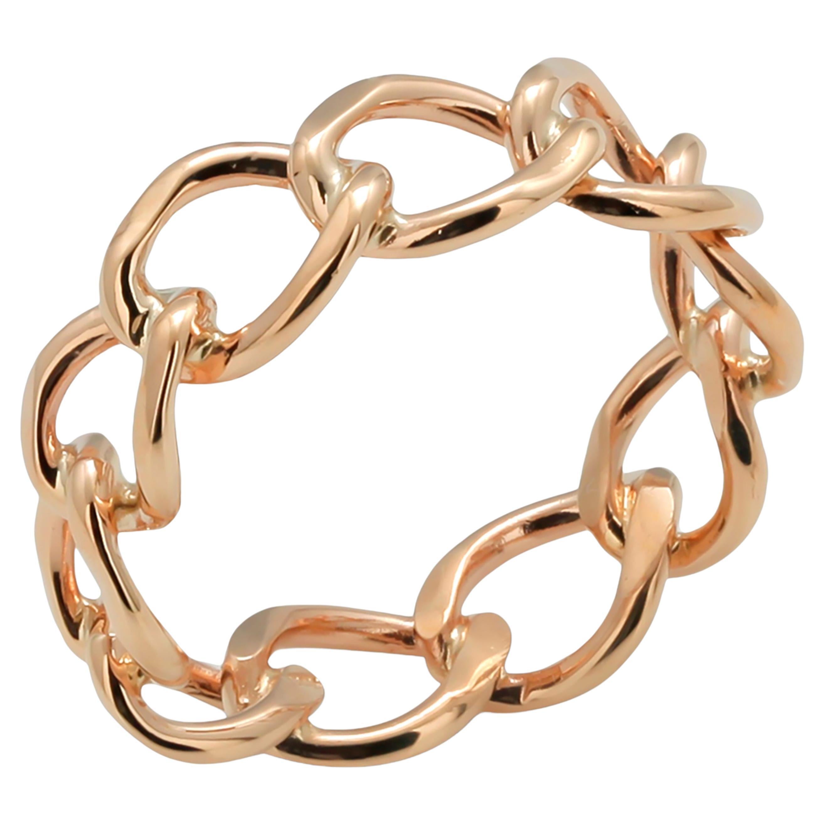 Vintage Gold Ring 18 Karat Curb Chain Link Stacking Band Chunky Yellow ...