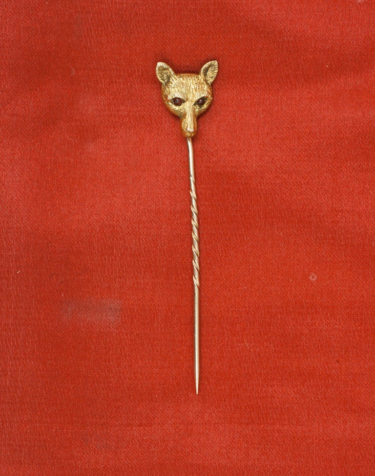 Fox Hunting Equestrian Gold Fox Mask Stick Pin For Sale at 1stDibs ...
