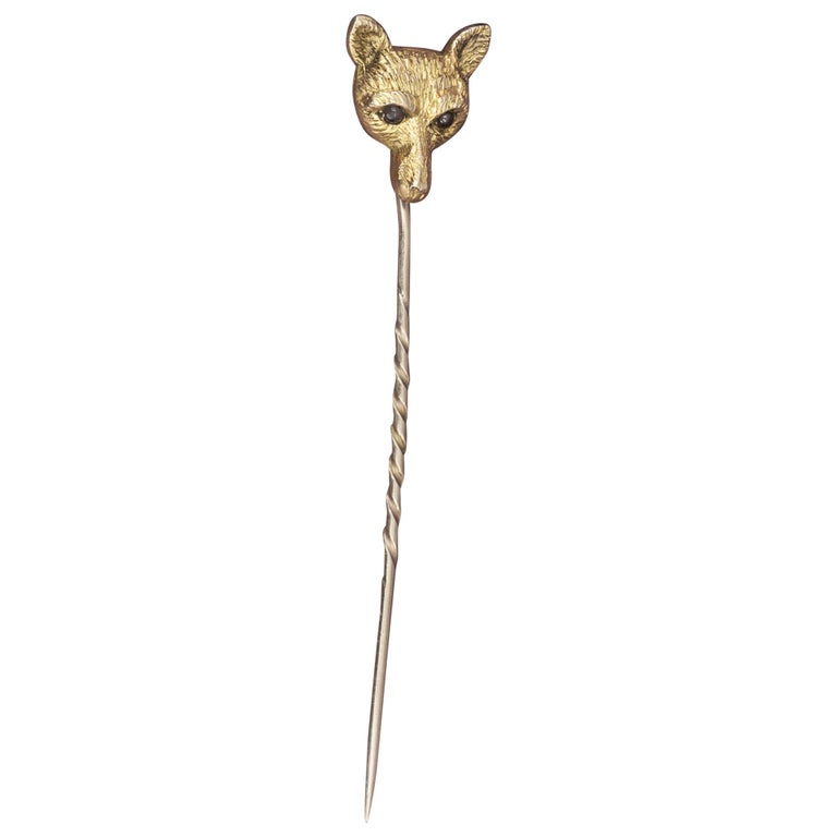 Fox Hunting Equestrian Gold Fox Mask Stick Pin For Sale at 1stDibs ...