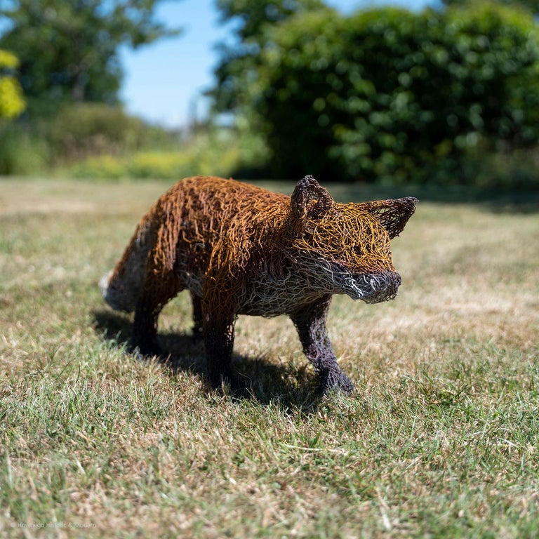Fox Sculpture Wirework Garden `Ornament For Sale at 1stDibs