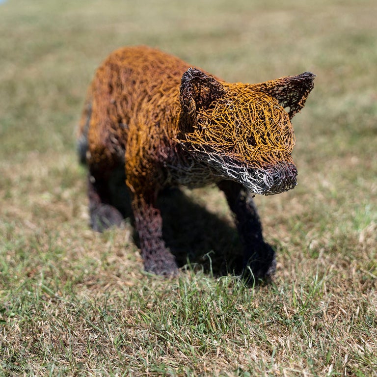Fox Sculpture Wirework Garden `Ornament For Sale at 1stDibs