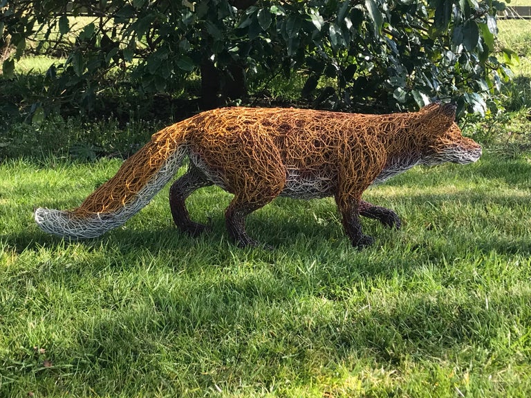 Fox Sculpture Wirework Garden `Ornament For Sale at 1stDibs