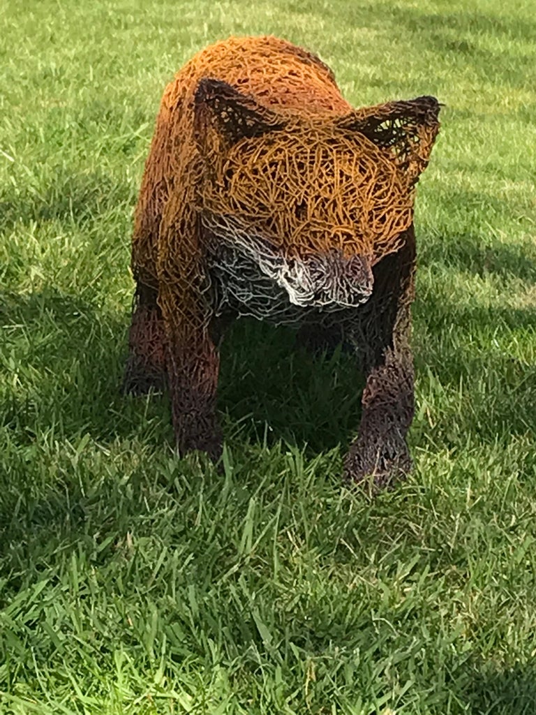 Fox Sculpture Wirework Garden `Ornament For Sale at 1stDibs