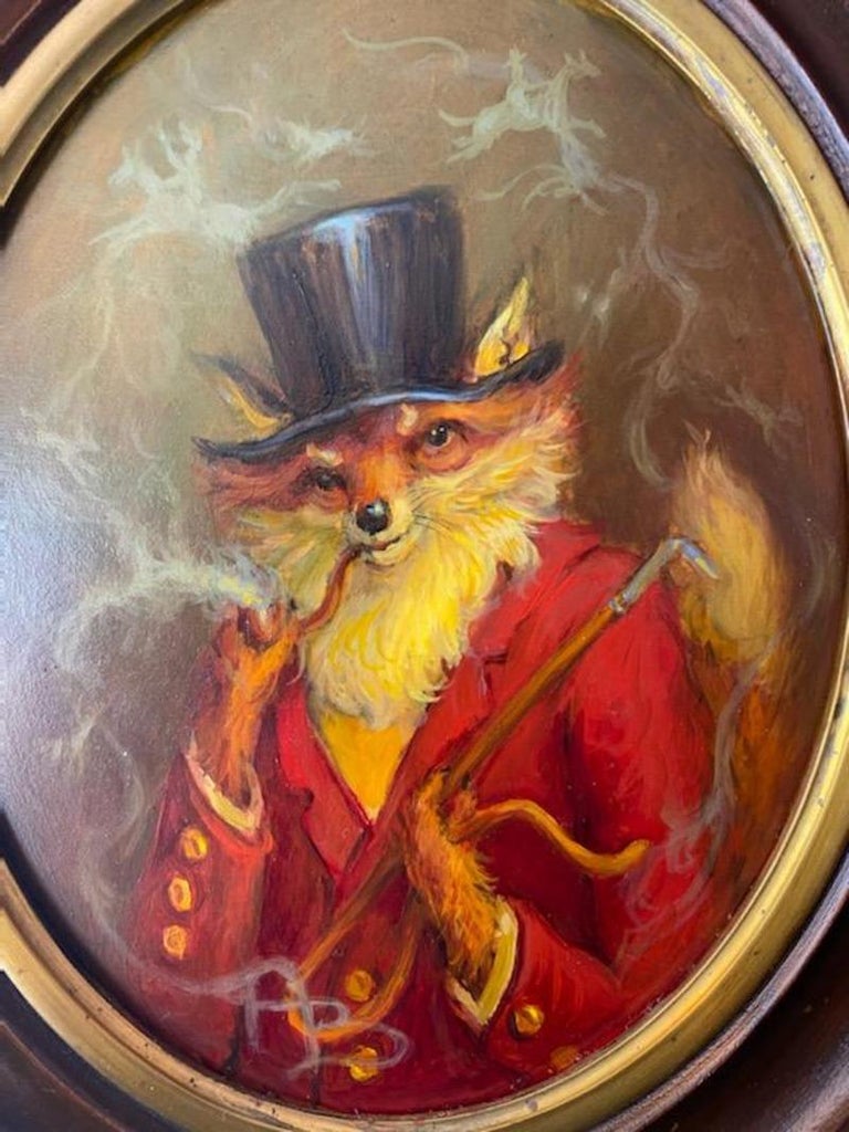 Fox Smoking Pipe, Anthony Barham Oil Painting, 2020 at 1stDibs