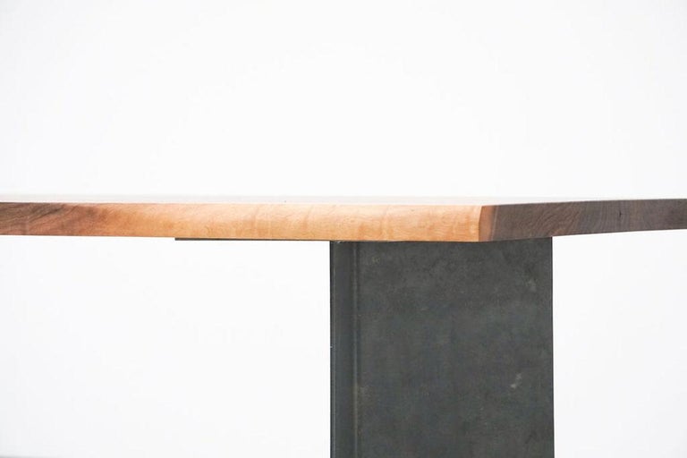 Dock Table, Walnut Dining Table with Folded Steel Base and Organic Edge ...