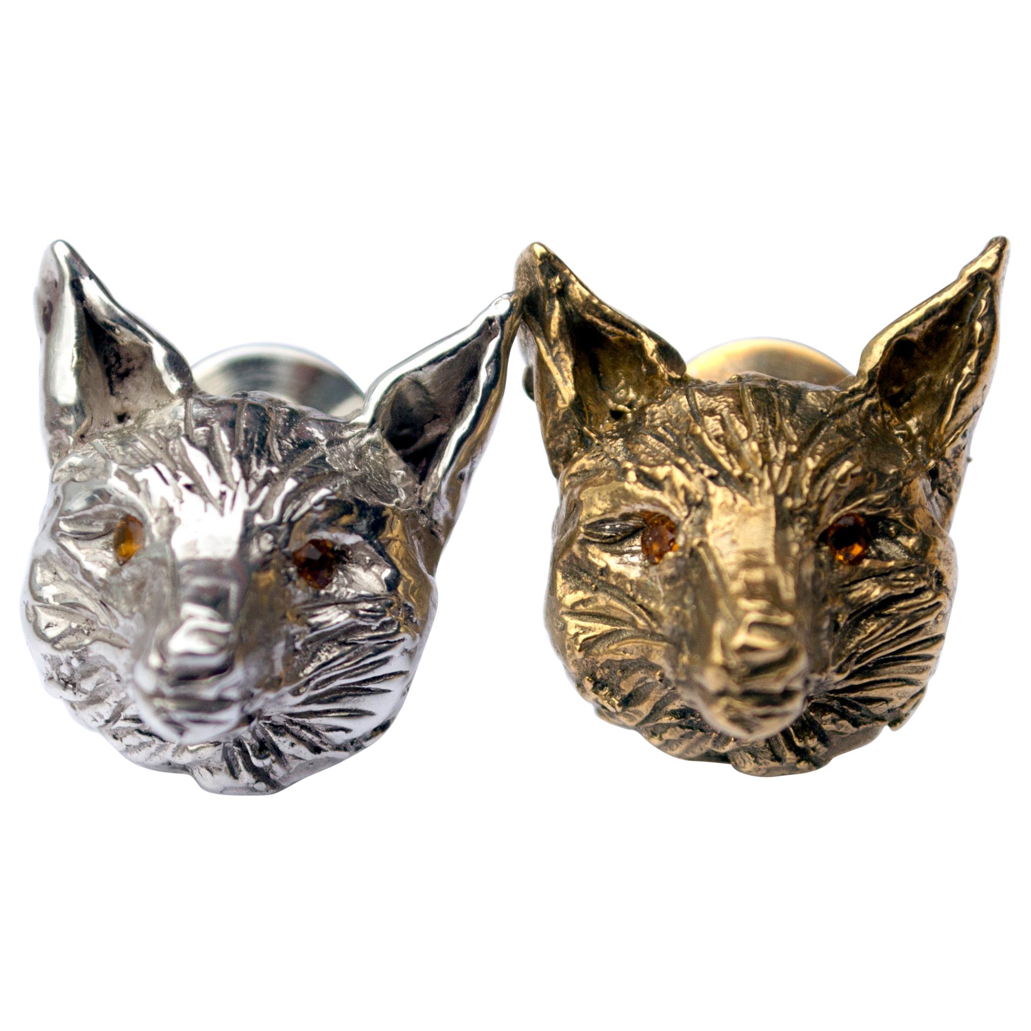 Fox Talisman lapel pin, Garnet Eyes For Sale at 1stDibs