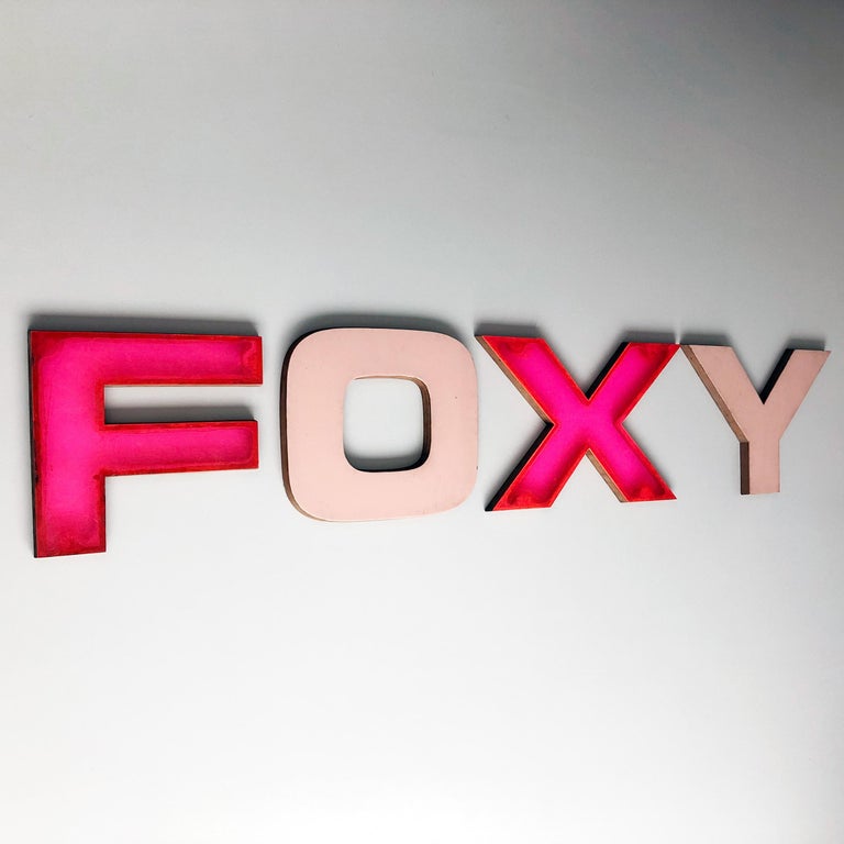 Foxy Large Vintage Letters, Pink, Neon, Shop Sign, Reclaimed at 1stDibs