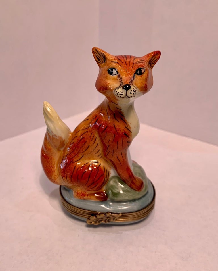 Foxy Limoges France Hand Painted Porcelain Fox Shaped Trinket Box at ...