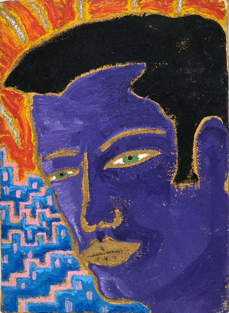 FPA Francis Pavy Artist - Purple man with cityscape For Sale at 1stDibs