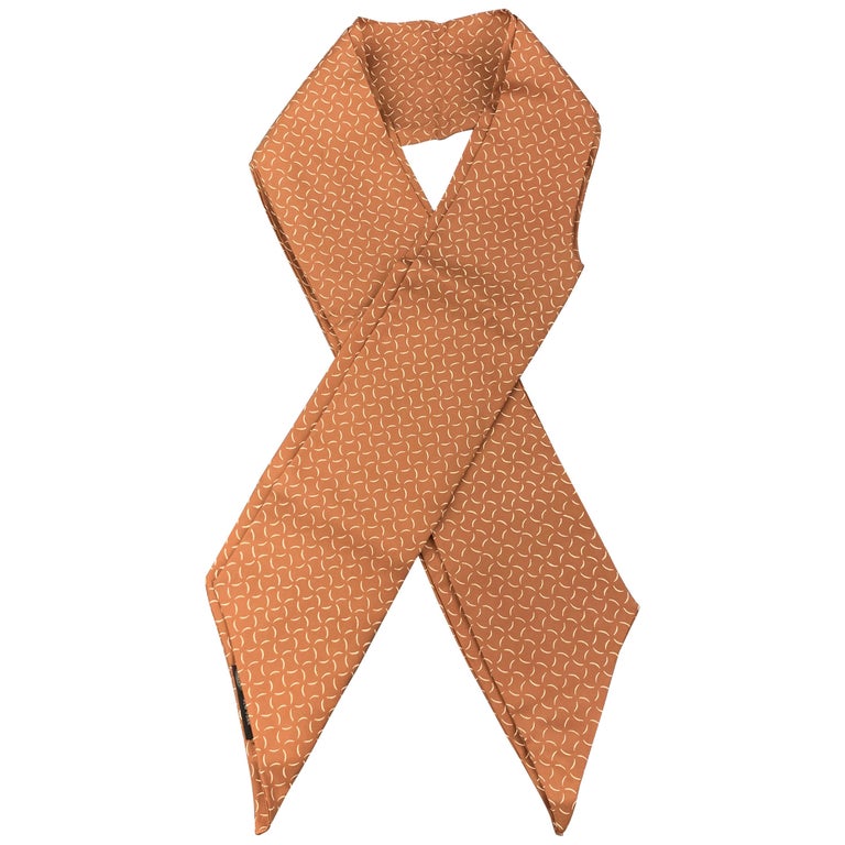 F.R. TRIPLER and CO. Print Silk Tan Ascot Scarf at 1stDibs