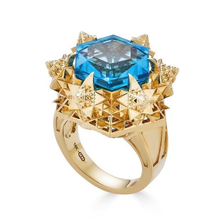 Fractal Gold Topaz Ring For Sale at 1stDibs