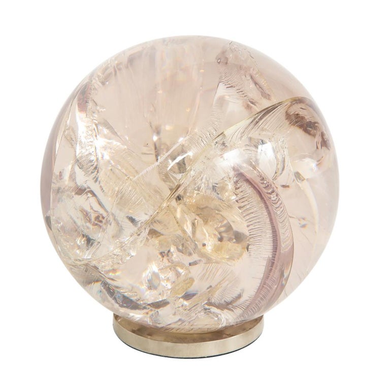 Fractured Resin Sphere Sculpture, Cast Acrylic, Nickel Base For Sale at ...