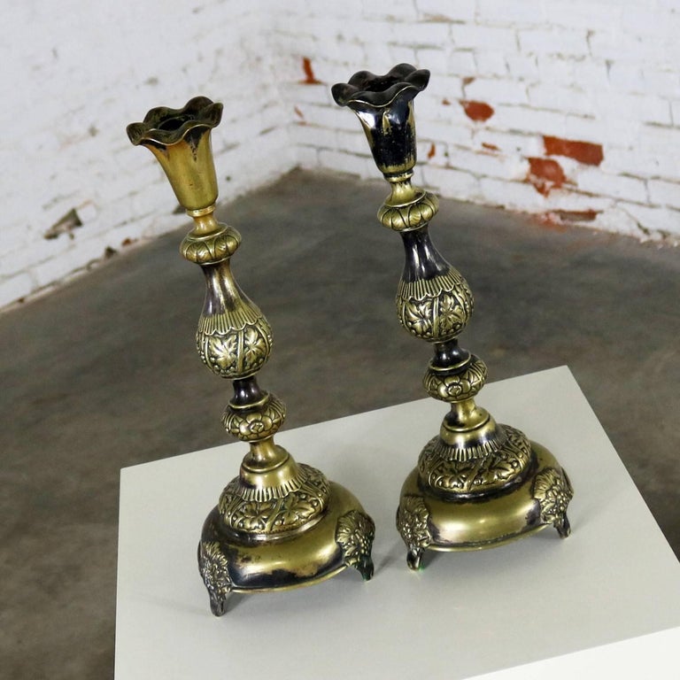Fraget N Plaque Sabbath Candlesticks 19th Century Judaica a Pair at 1stDibs