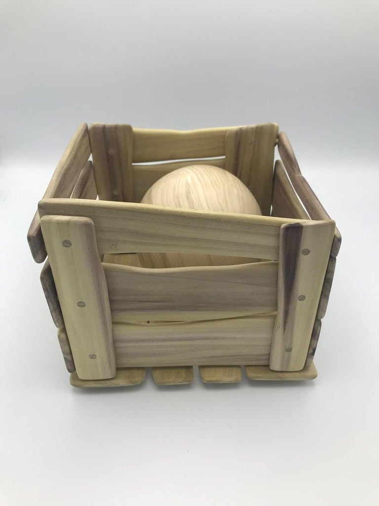 Fragility, Rainbow Poplar Hand-Made Crate with Wooden Ball, Minimal ...