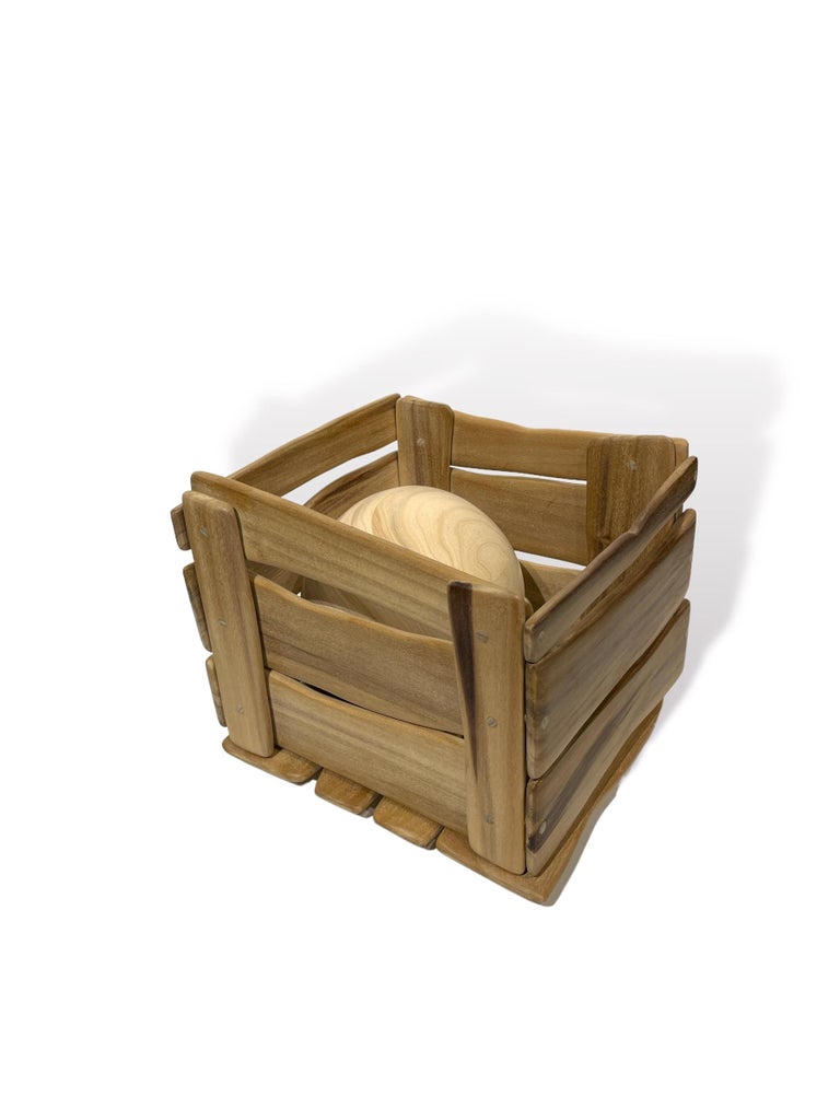 Fragility, Rainbow Poplar Hand-Made Crate with Wooden Ball, Minimal ...