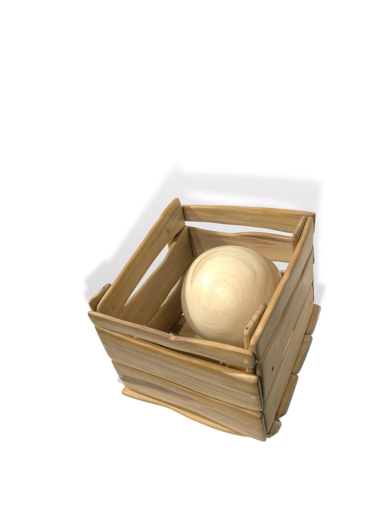Fragility, Rainbow Poplar Hand-Made Crate with Wooden Ball, Minimal ...