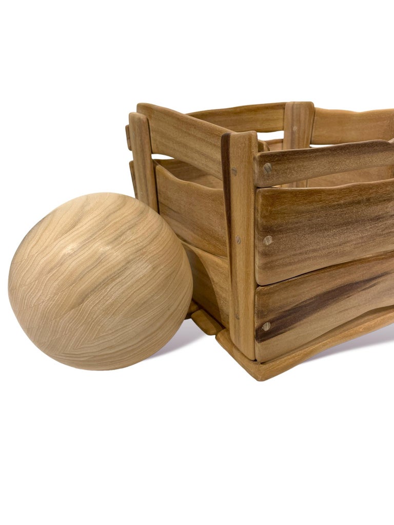 Fragility, Rainbow Poplar Hand-Made Crate with Wooden Ball, Minimal ...