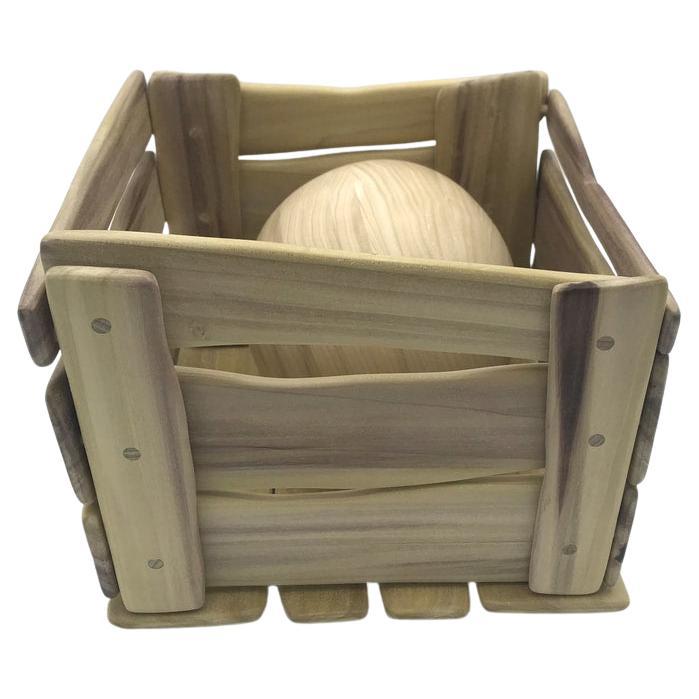 Fragility, Rainbow Poplar Hand-Made Crate with Wooden Ball, Minimal ...