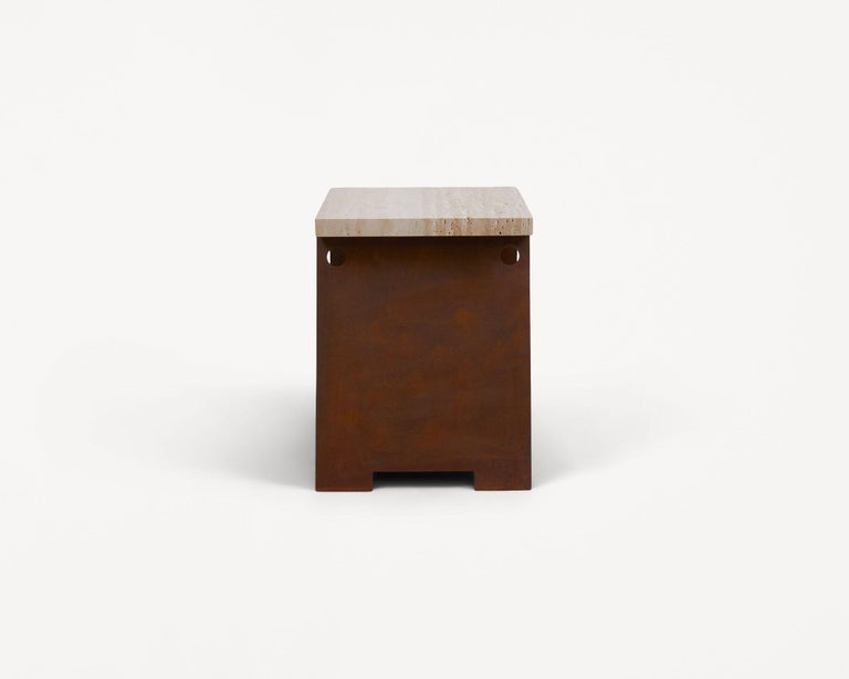 FRAMA Contemporary Scandinavian Design Stool Side Table 64 Plinth Travertine For Sale at 1stDibs