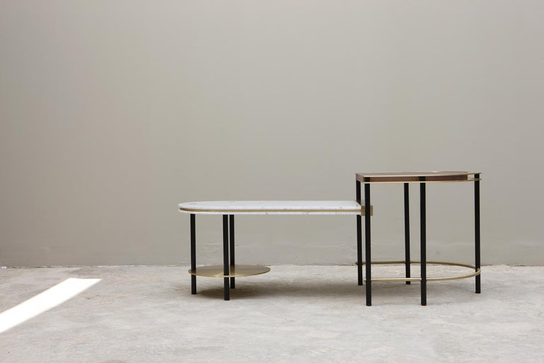 Frame Console Table in Walnut, Brass, Steel and Carrara Marble by ...