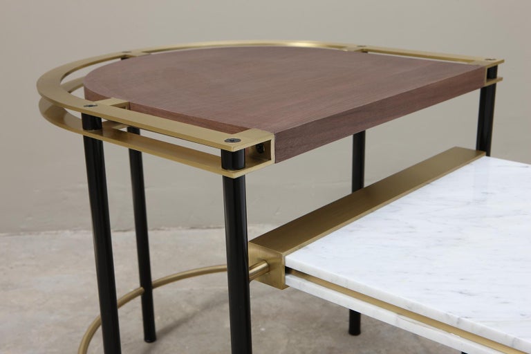 Frame Console Table in Walnut, Brass, Steel and Carrara Marble by ...