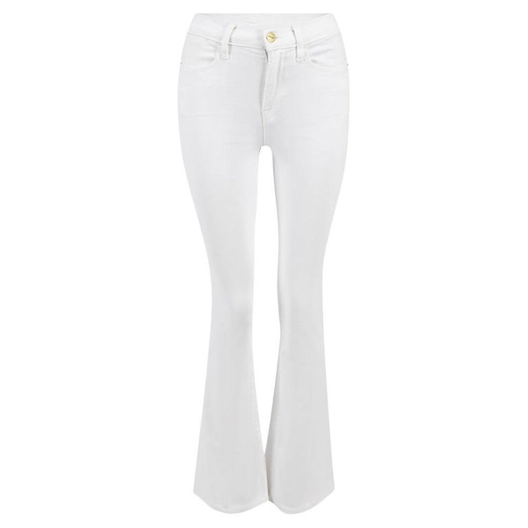 FRAME Women's White Denim Le High Flare Jeans For Sale at 1stDibs