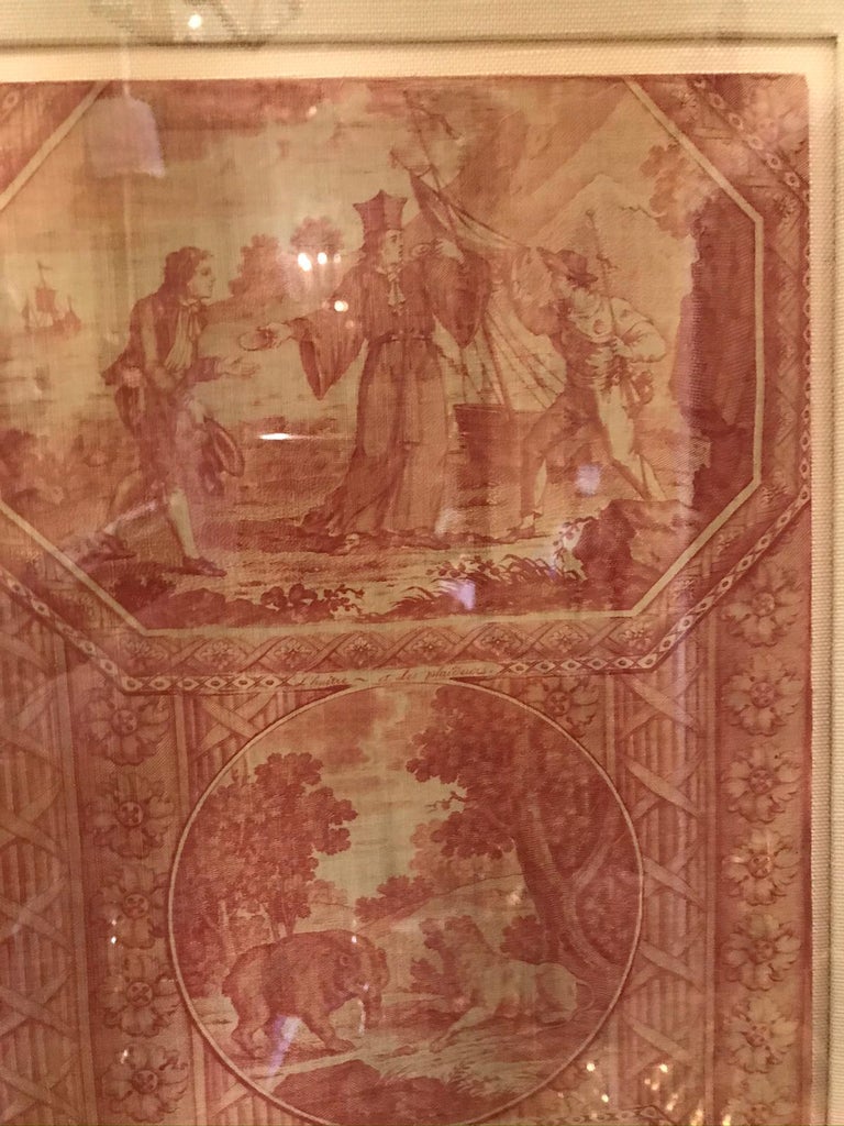 Framed 18th Century French Toile de Jouy Homage to America Textile at ...