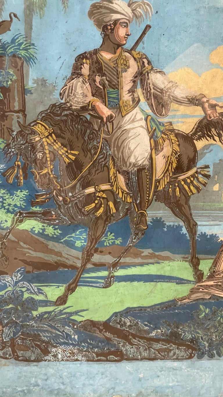 Framed 18th Century French Wallpaper, Exotic Scene For Sale at 1stDibs