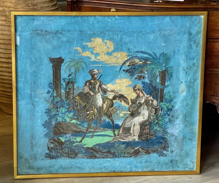 Framed 18th Century French Wallpaper, Exotic Scene For Sale at 1stDibs