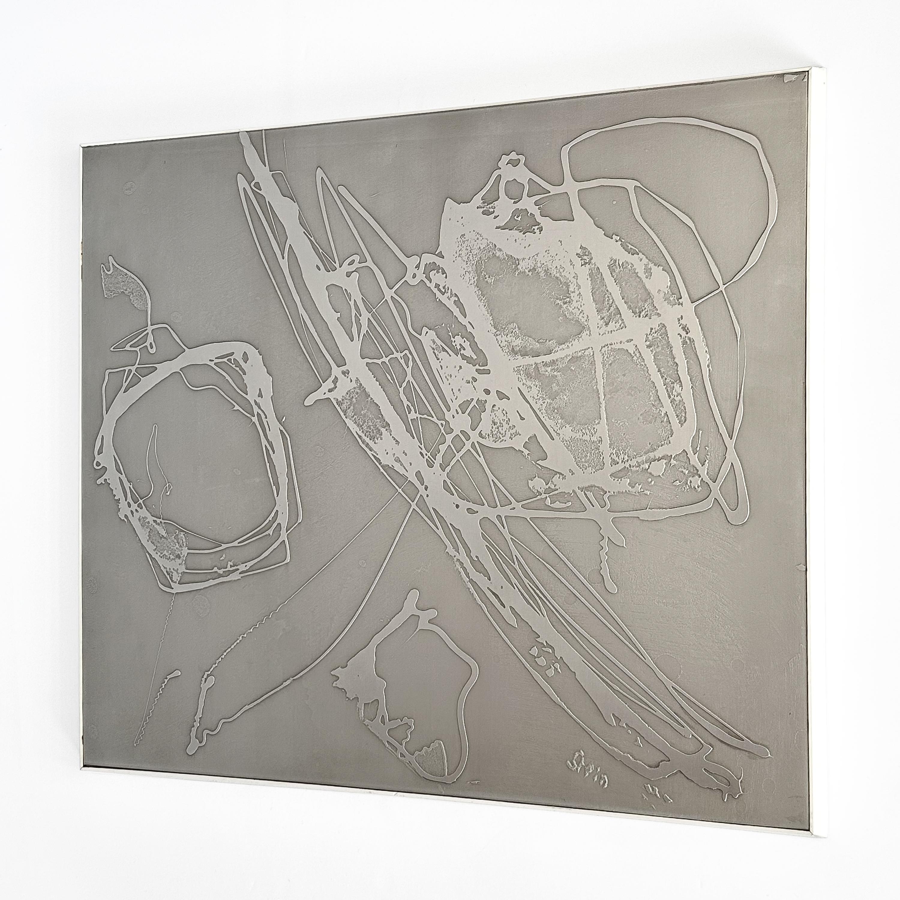 Framed Abstract Etched Aluminum Wall Art For Sale at 1stDibs